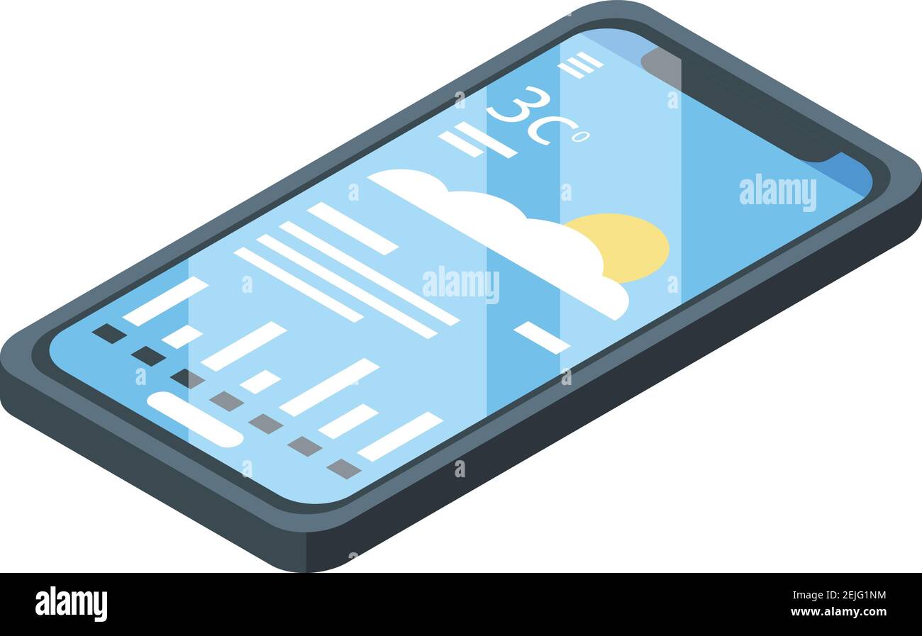 Phone weather icon. Isometric of phone weather vector icon for web ...