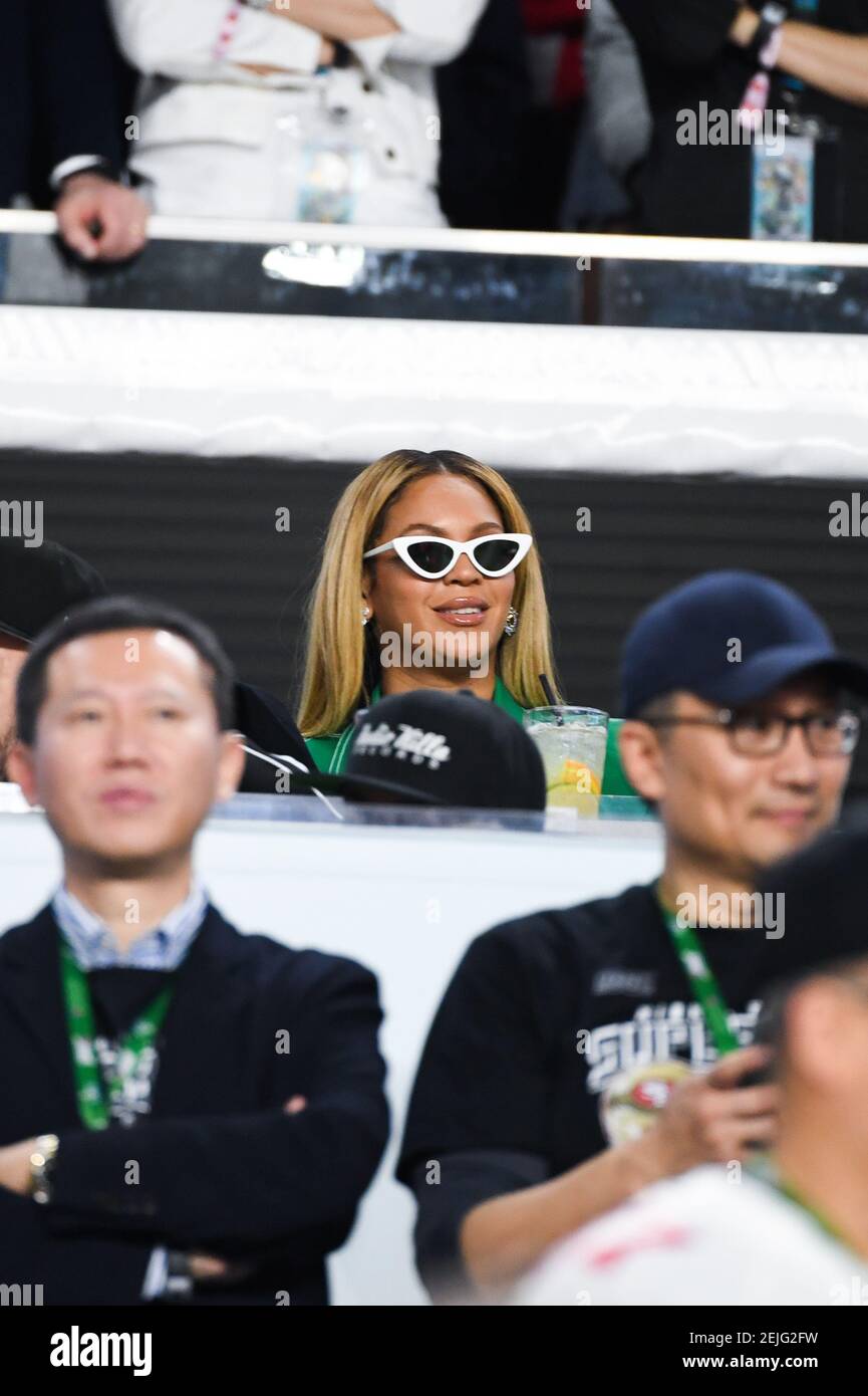 Beyonce Knowles watches Super Bowl LIV between the San Francisco 49ers ...