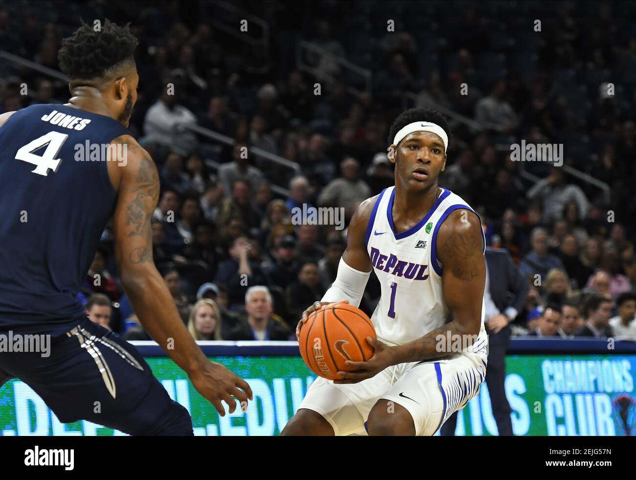 February 04, 2020: DePaul Blue Demons forward Romeo Weems (1) in action ...