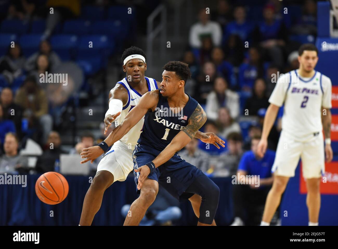 February 04, 2020: Xavier Musketeers guard Paul Scruggs (1) passes the ...
