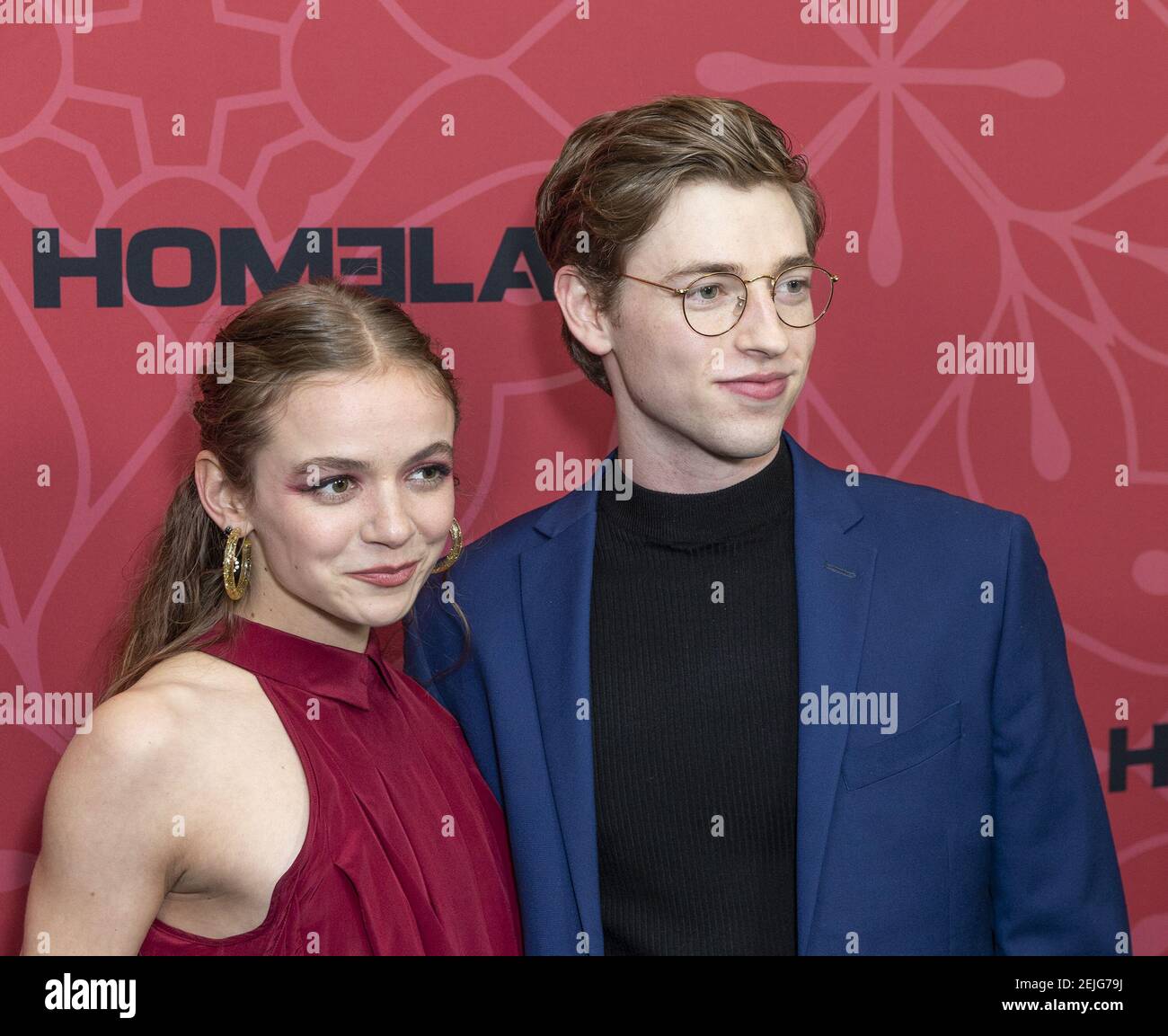 Morgan Saylor and Jackson Pace attend the Homeland Season 8 premiere at ...