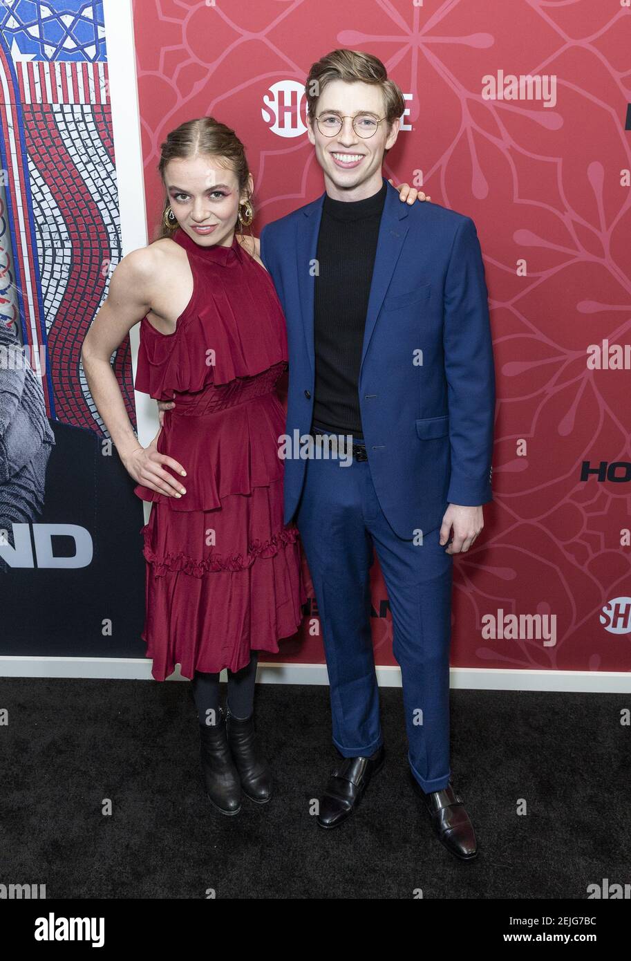 Morgan Saylor and Jackson Pace attend the Homeland Season 8 premiere at ...