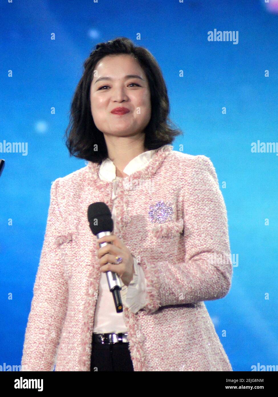 Chinese singer Bai Xue attends a CCTV entertainment show in Beijing ...