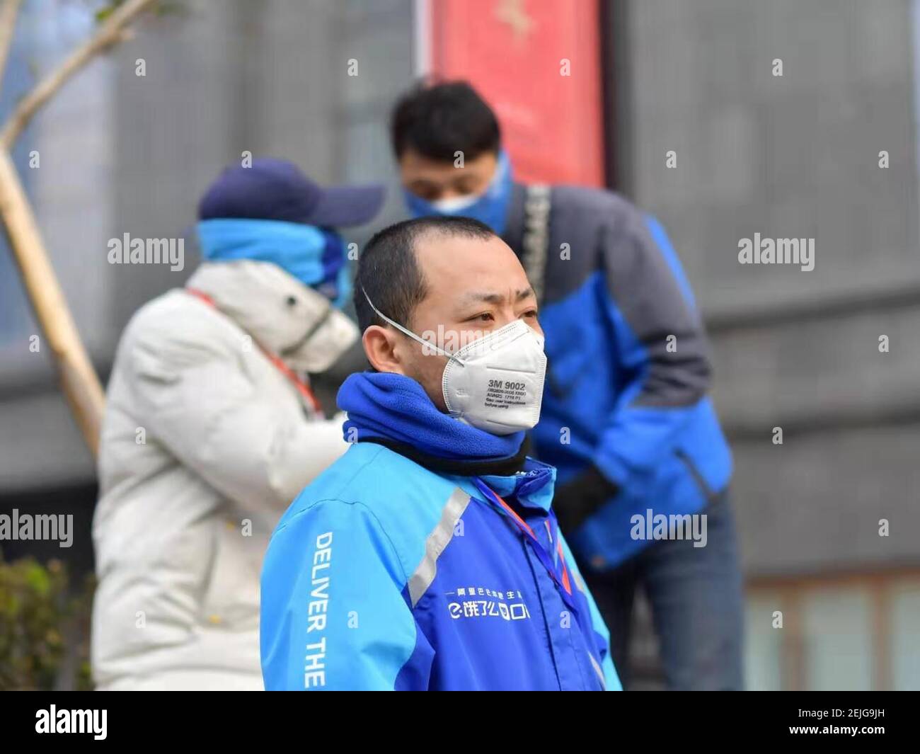 A delivery guy of Ele.me, a Chinese O2O catering and food delivery ...