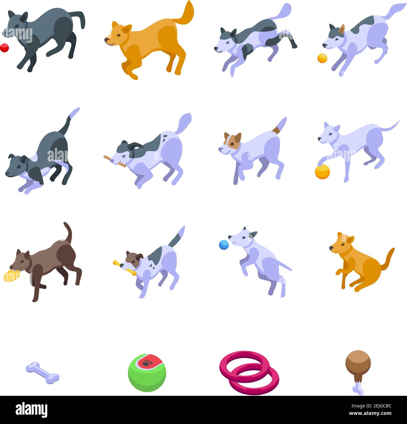 Playful dog icon. Isometric of playful dog vector icon for web design ...