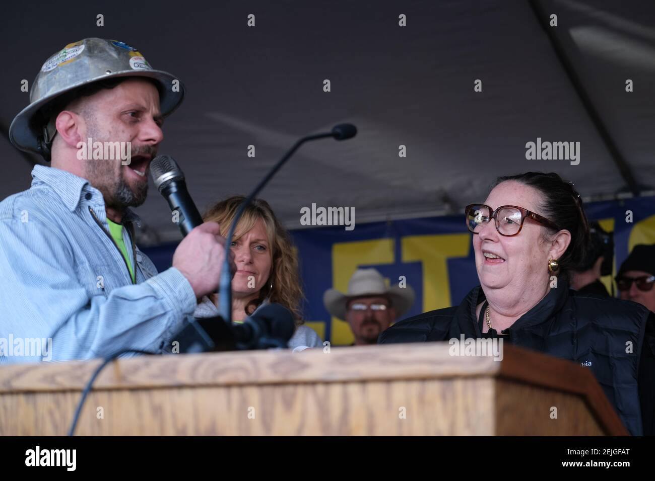 Timber Unity founder Jeff Leavy introduces Democratic senator Betsy ...