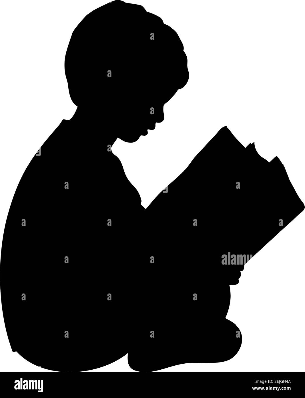 Child Reading Silhouette Vector