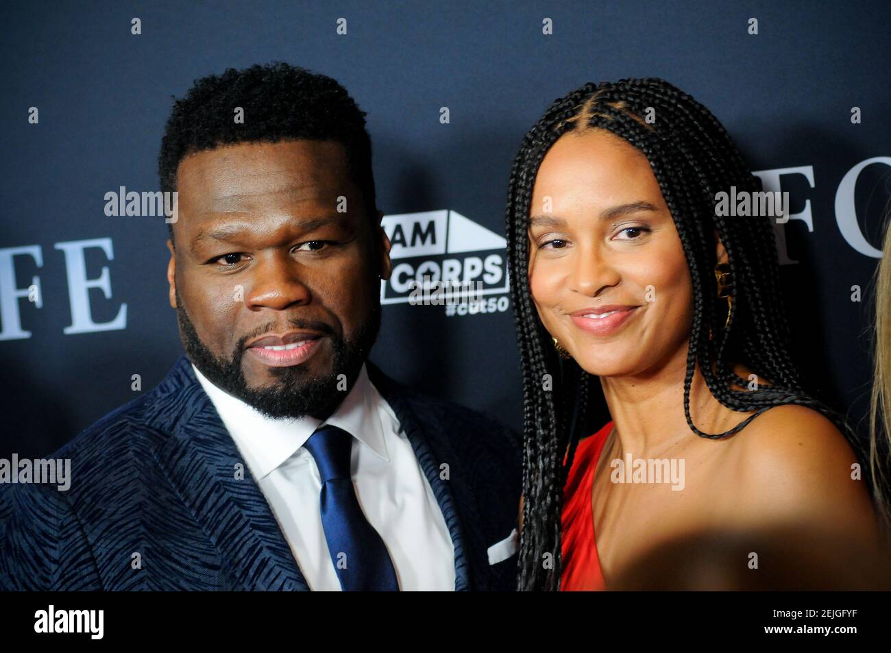 (L-R) Curtis Jackson (50 Cent) and Joy Bryant attend the "For Life" TV ...