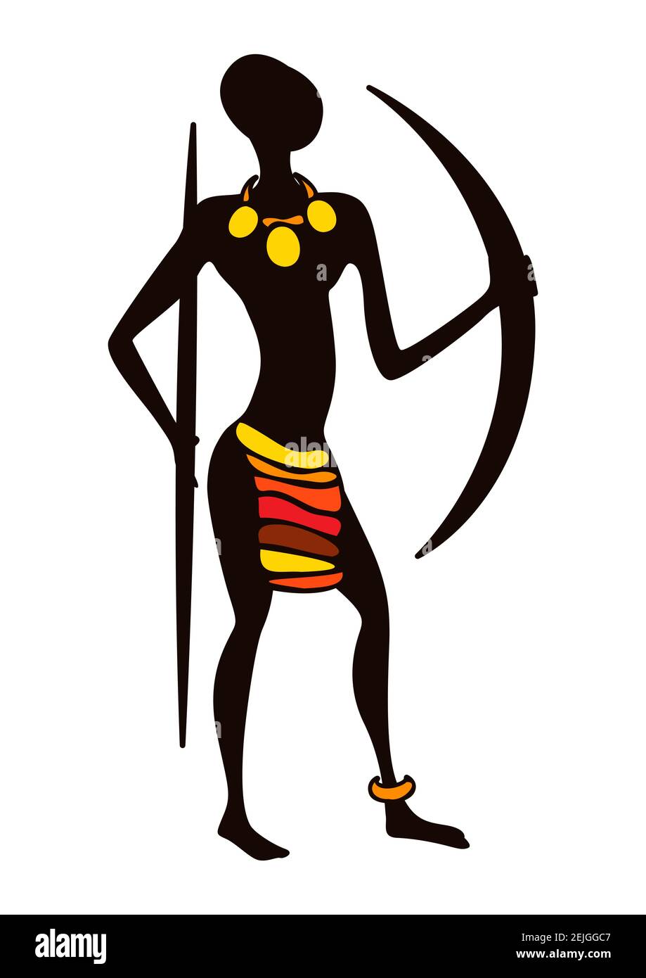 Illustration of stylized African male hunter warrior Stock Vector Image ...