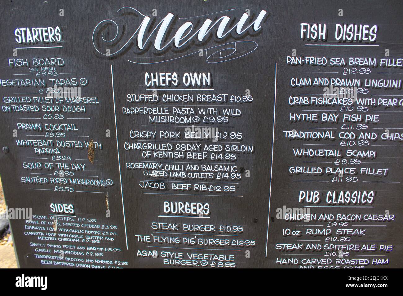 Beer pub or bar menu template at the street of Deal town,Kent,UK Stock ...