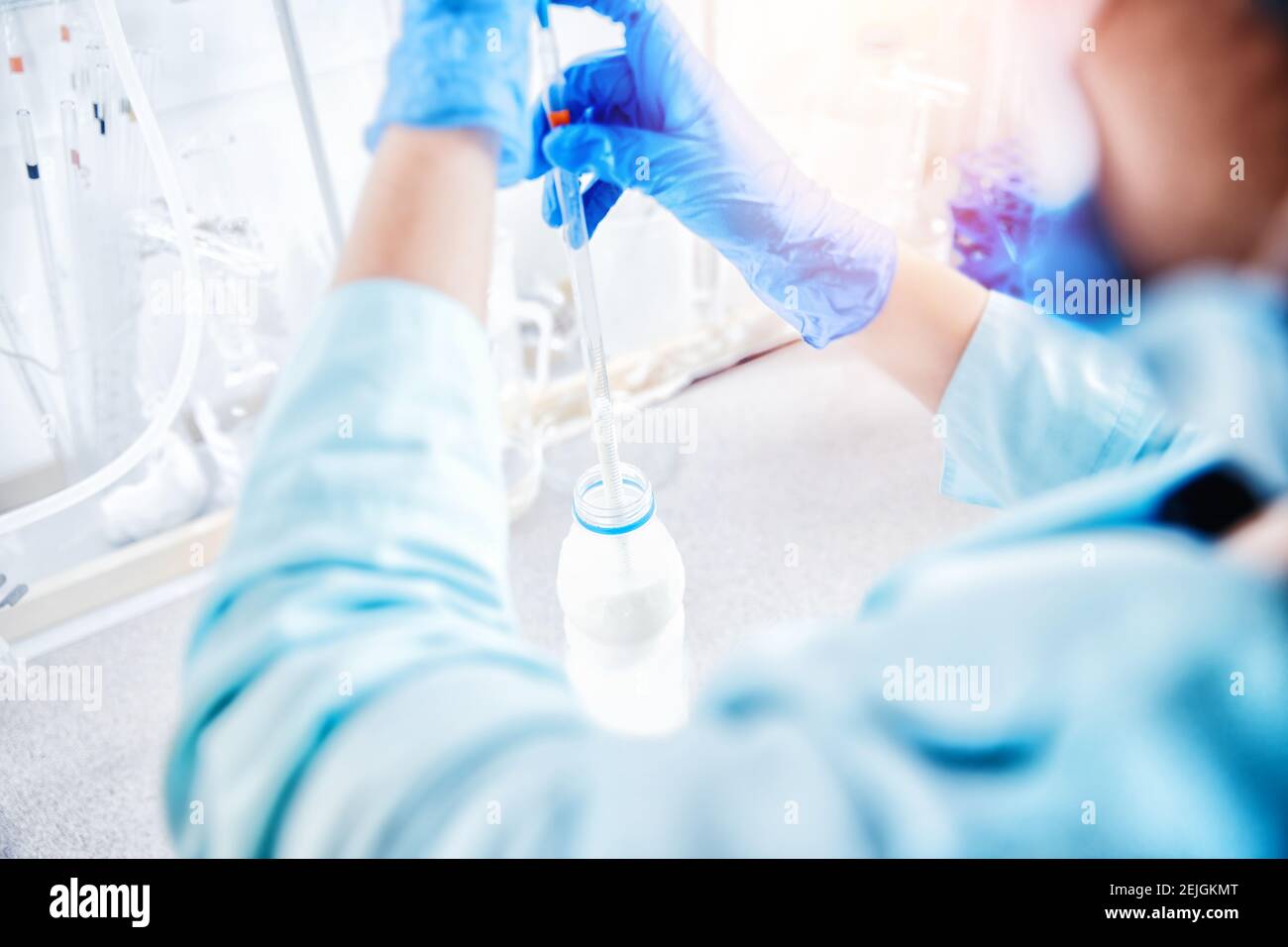Expert Control Quality Milk In Laboratory Dairy Factory Industry Stock