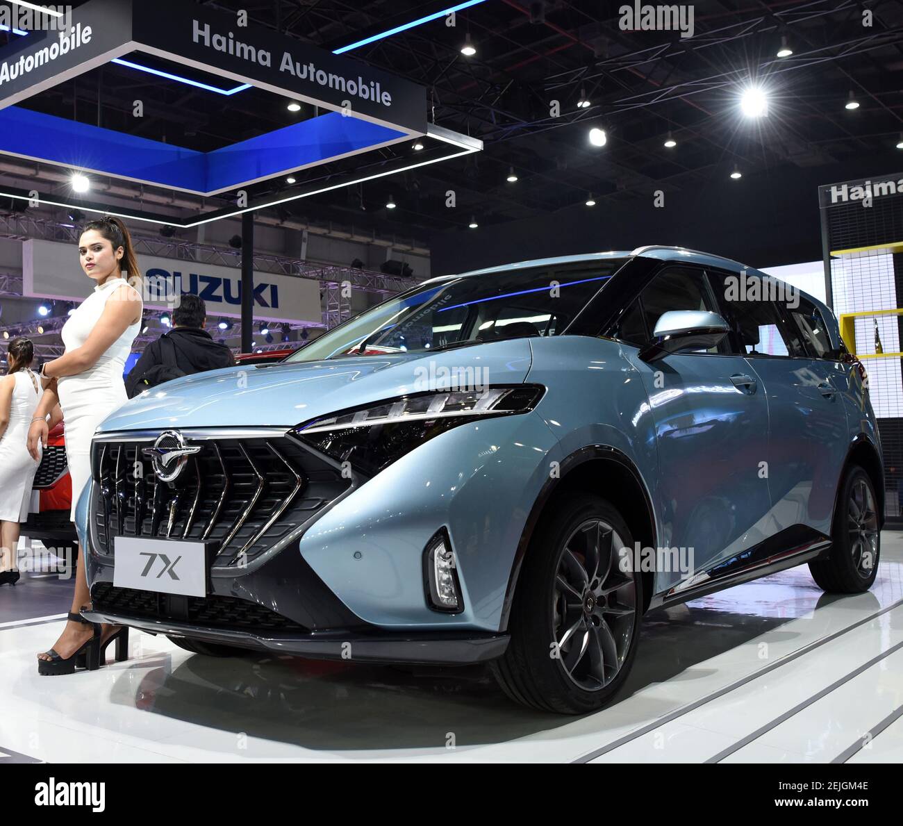 A Haima 7X seen displayed at the India Auto Expo 2020 in Greater Noida. (Photo by Ganesh Chandra ...