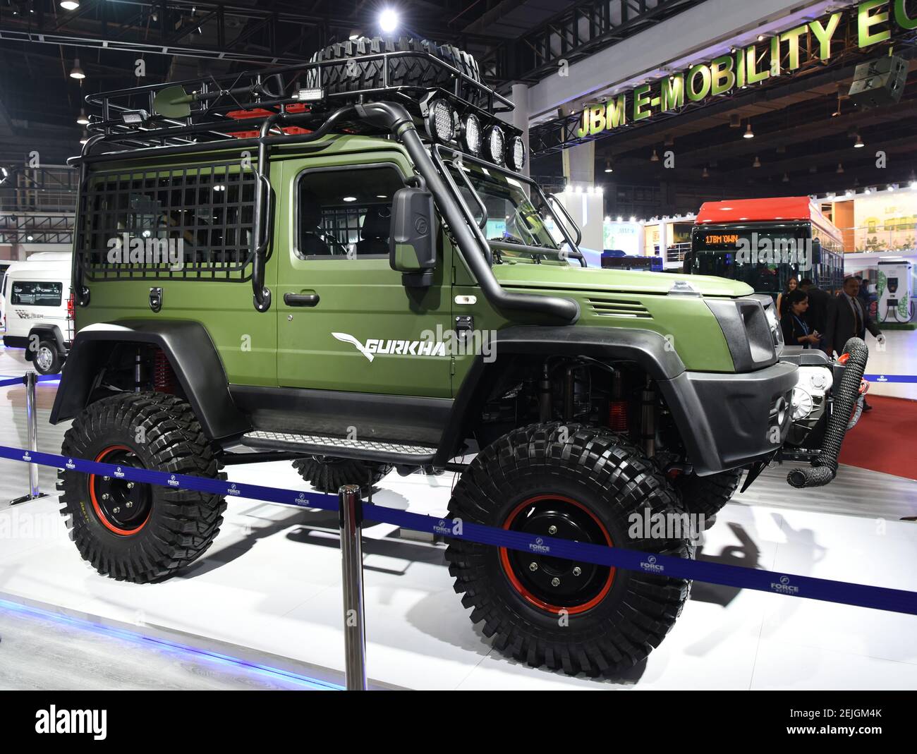 A Gurkha Customised vehicle seen displayed at the India Auto Expo 2020 ...
