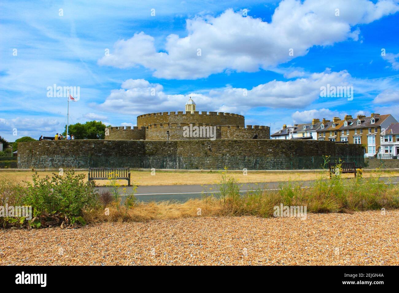 View of Deal Castle-16th-century artillery castle with huge circular ...
