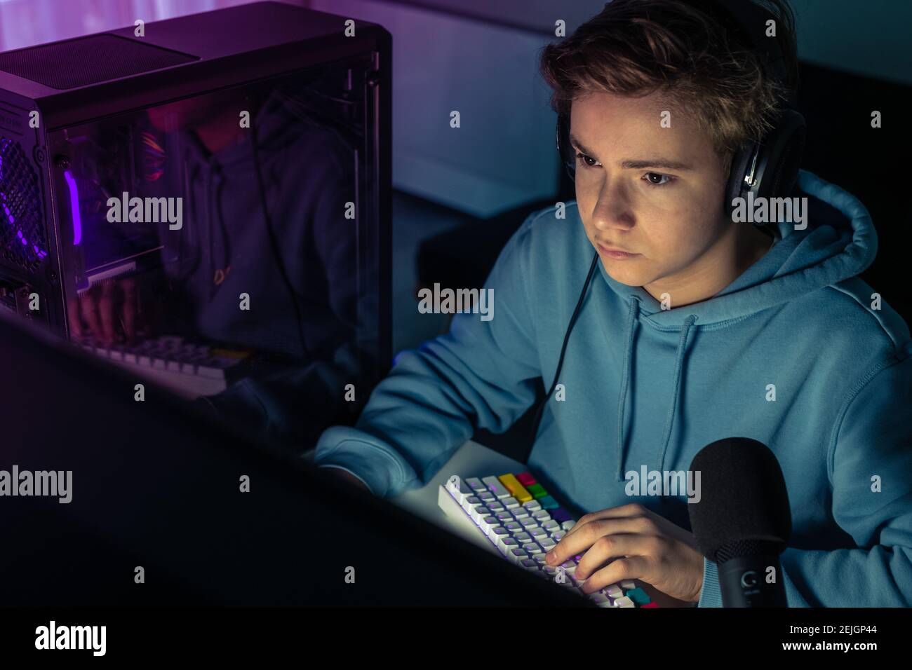 Teen Playing Computer Game High Resolution Stock Photography and Images ...
