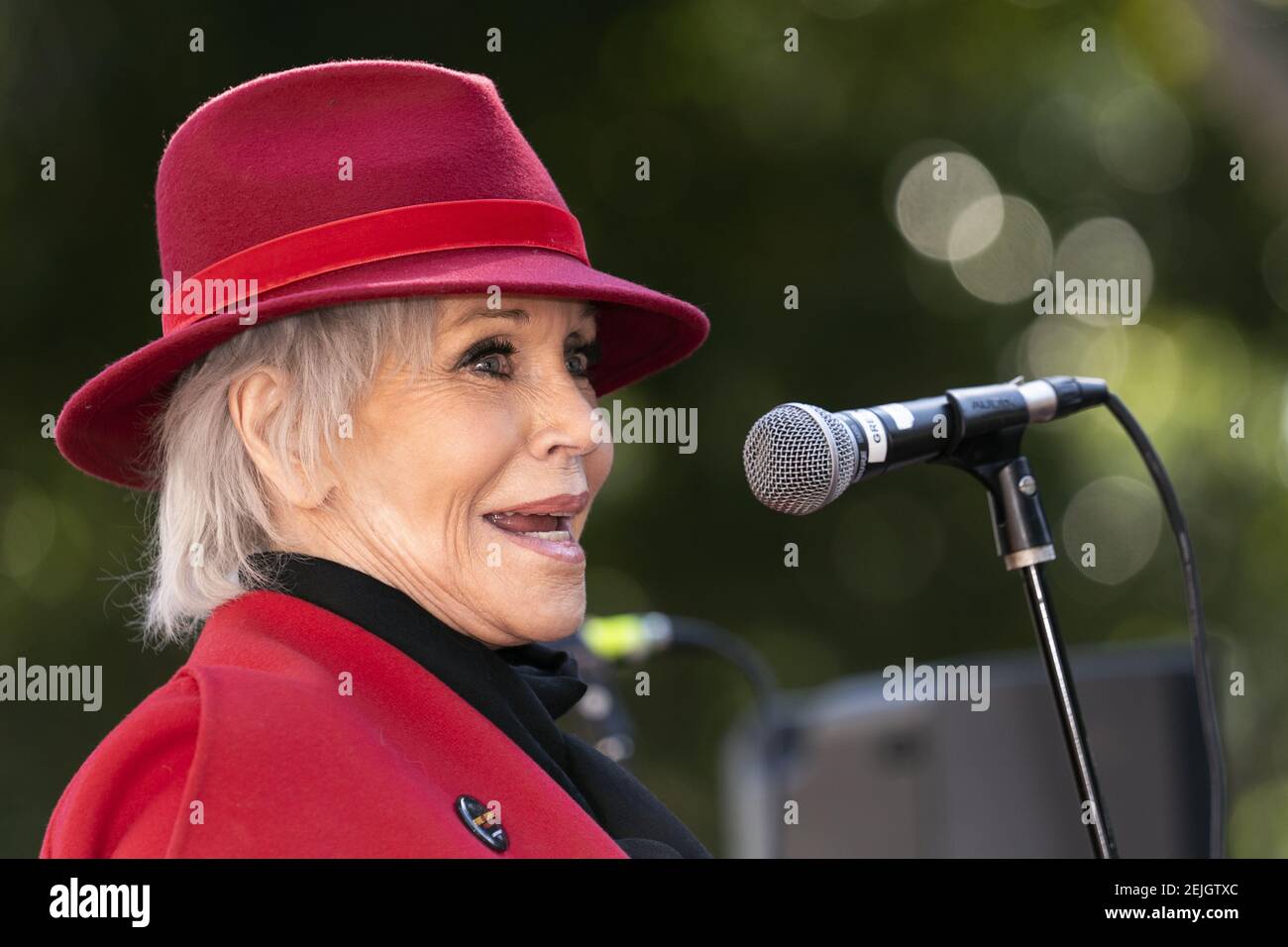 Actress and activist Jane Fonda speaks during a Fire Drill Friday's ...