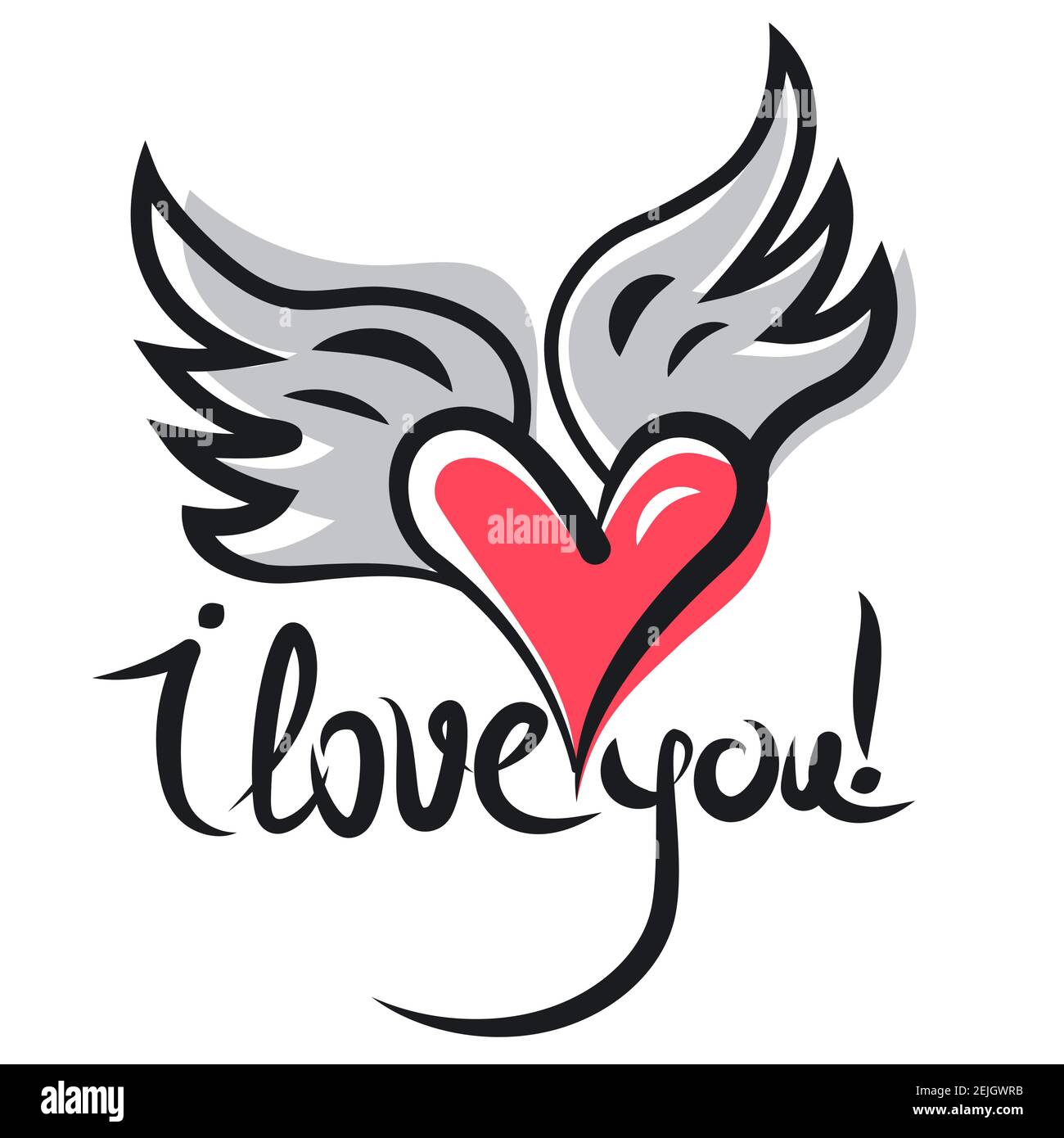 illustration of the handwritten lettering of love declaration Stock ...