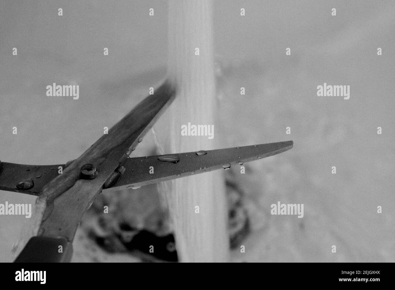 Hand holding opened scissor ready to cut Stock Photo - Alamy