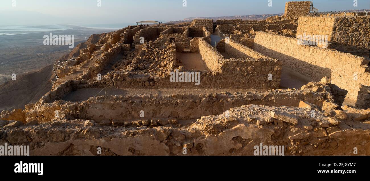 Elevated view of ruins of fort, Masada, Israel Stock Photo - Alamy