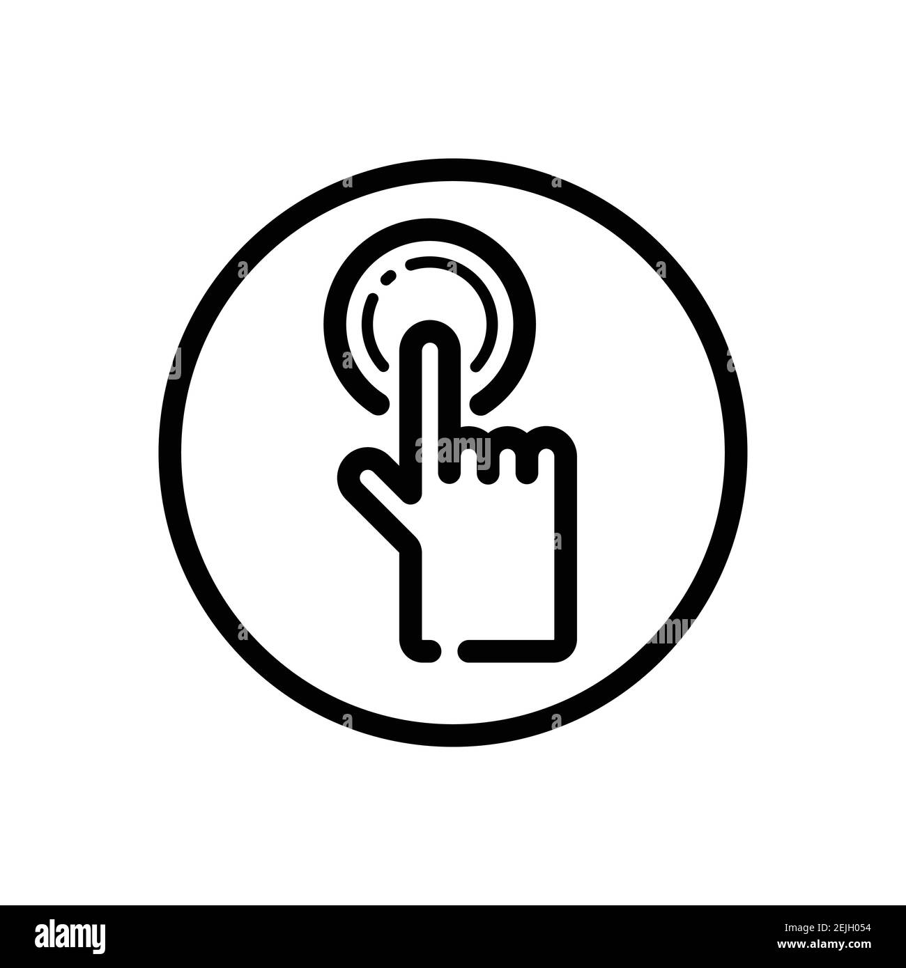 Hand selecting button. Finger touch and press the item. Commerce ...