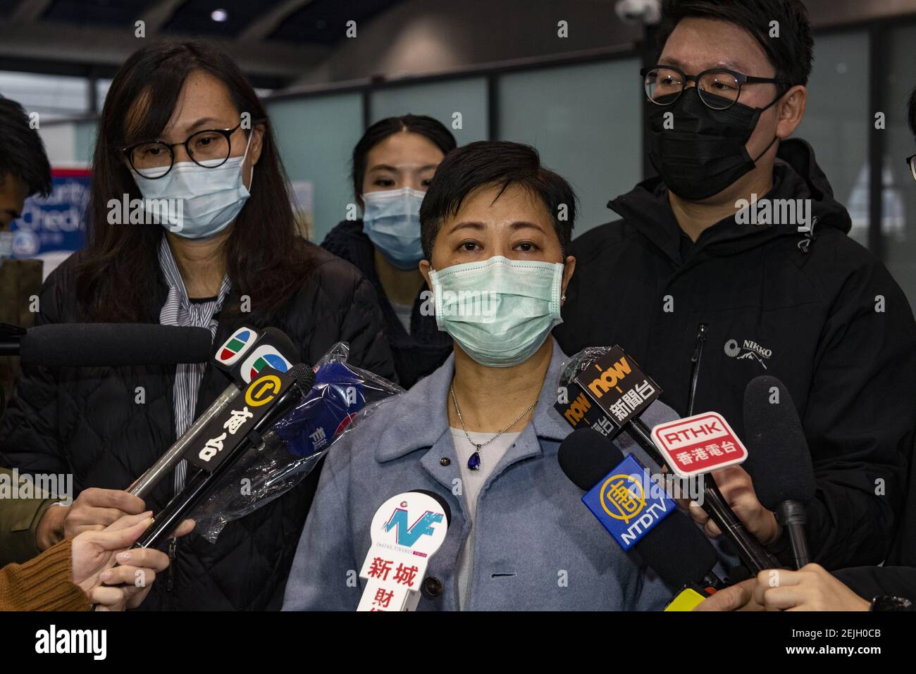 Helena Wong, member of the Legislative Council of Hong Kong, talks to ...