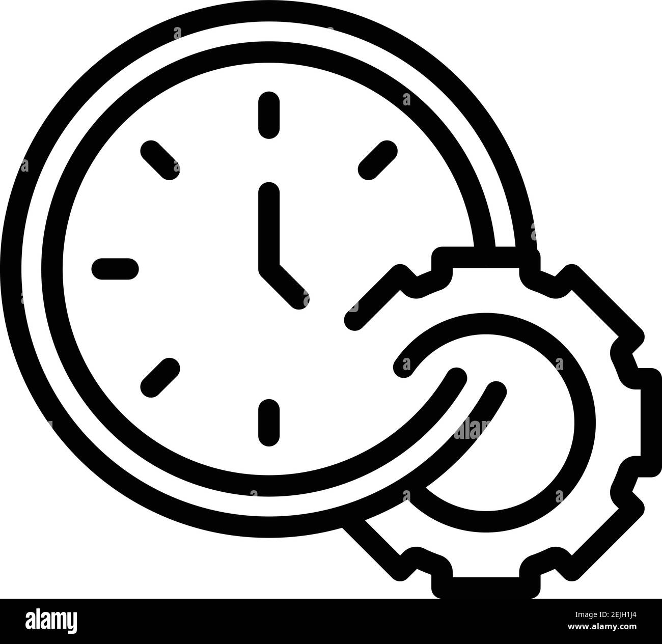 Gear clock icon. Outline gear clock vector icon for web design isolated ...