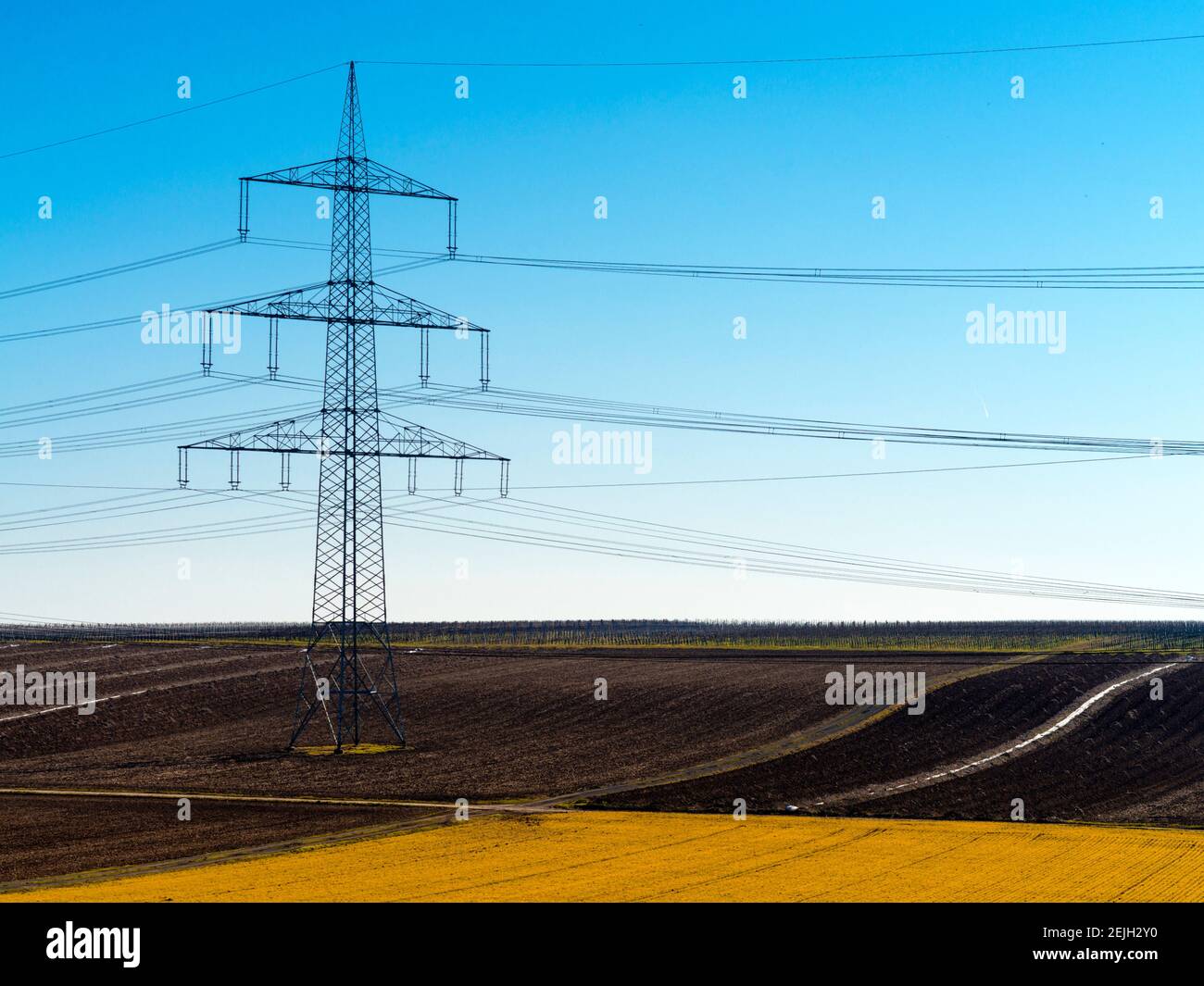 Overhead power line Stock Photo - Alamy