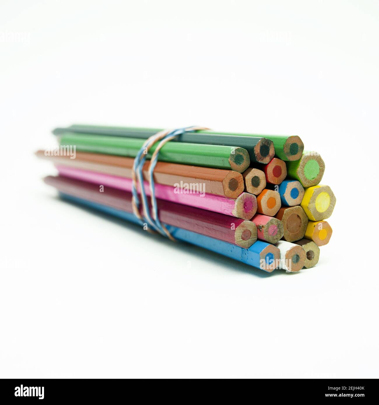 Stack of colored pencils isolated on a white background Stock Photo - Alamy