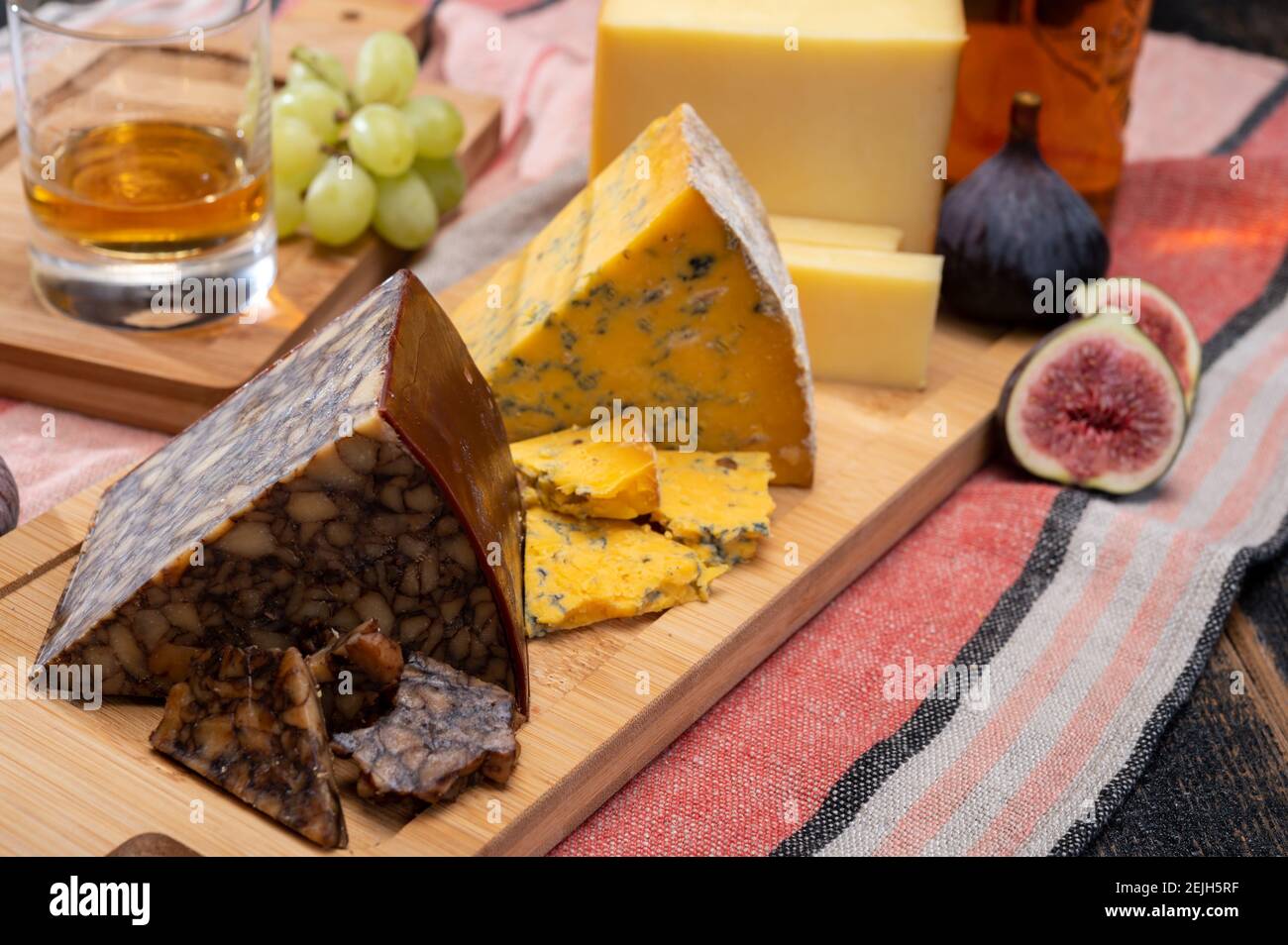 Irish brown porter cheese, blue cheese and tasting glass of single pot ...