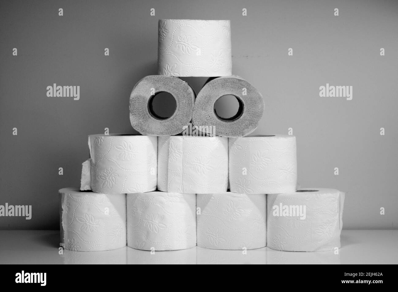 Toilet paper in a roll. Snow-white soft three-layer toilet paper Stock ...