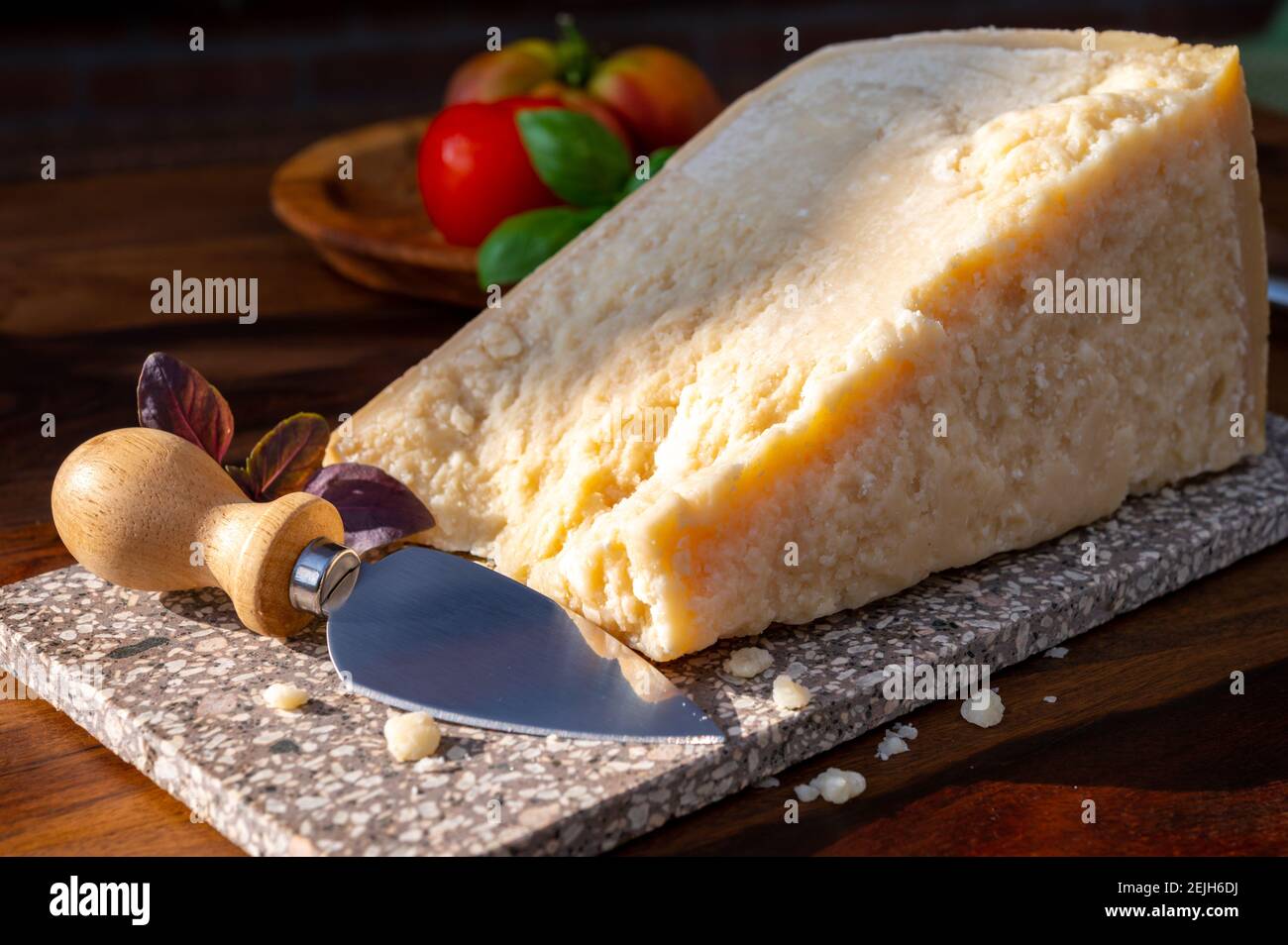 Cheese collection, hard yellow Italian cheese parmesan or parmigiano ...