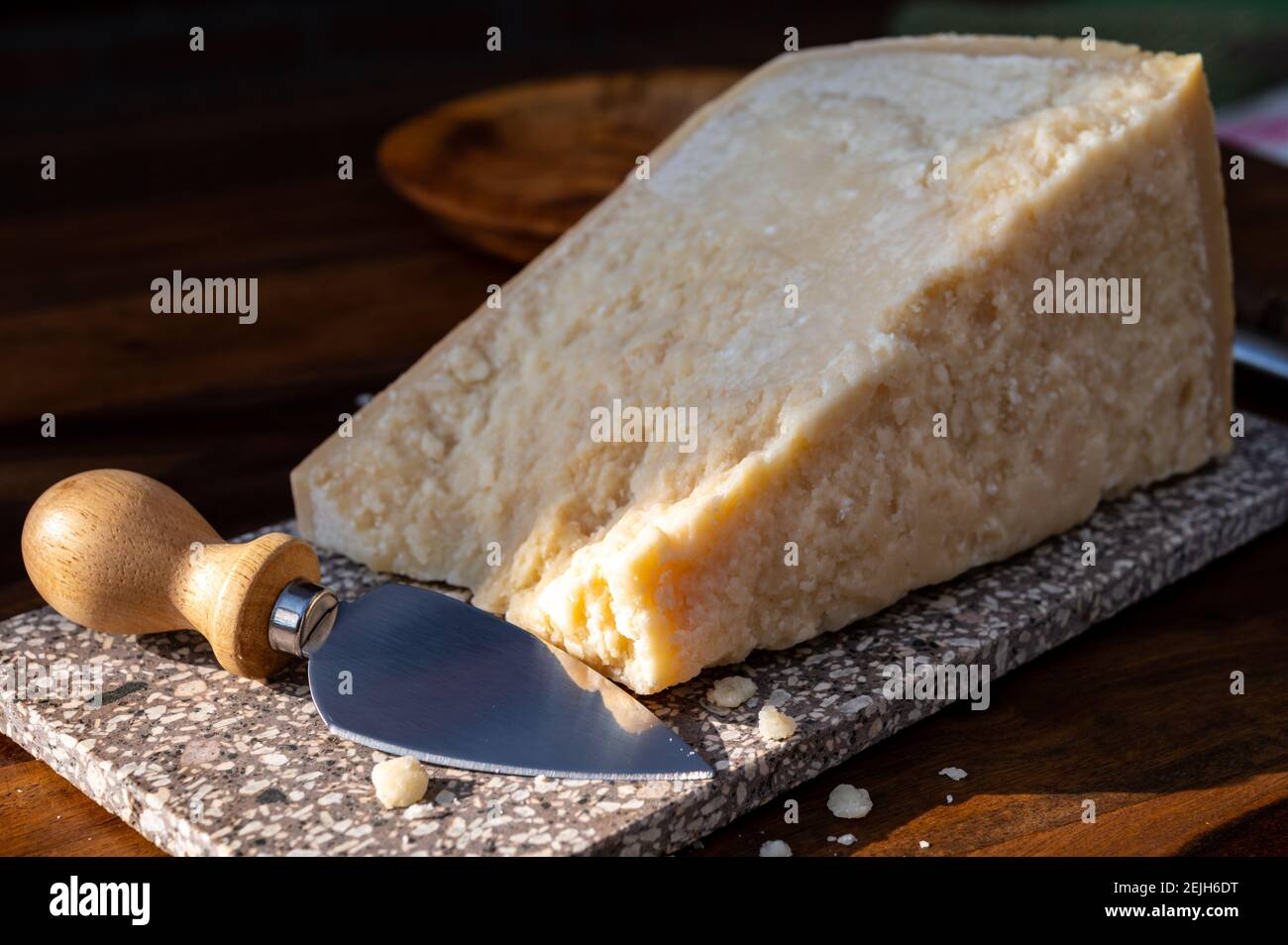 Cheese collection, hard yellow Italian cheese parmesan or parmigiano ...