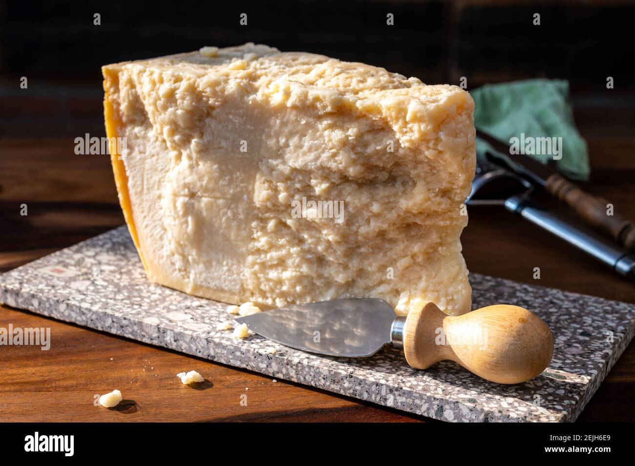 Cheese collection, hard yellow Italian cheese parmesan or parmigiano ...