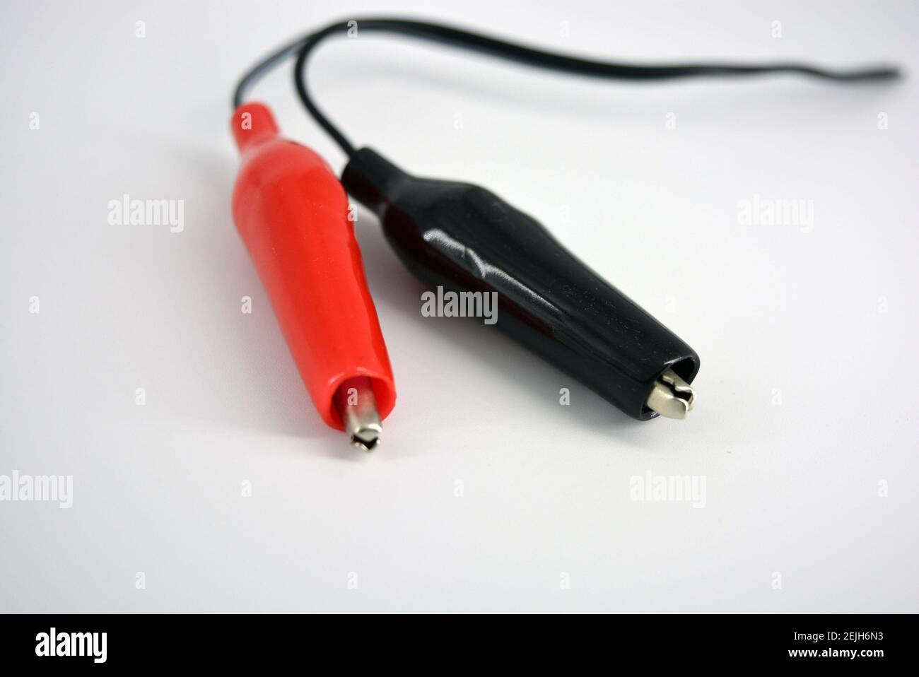 Black wire with red and black insulation, rubber and metal crocodiles ...