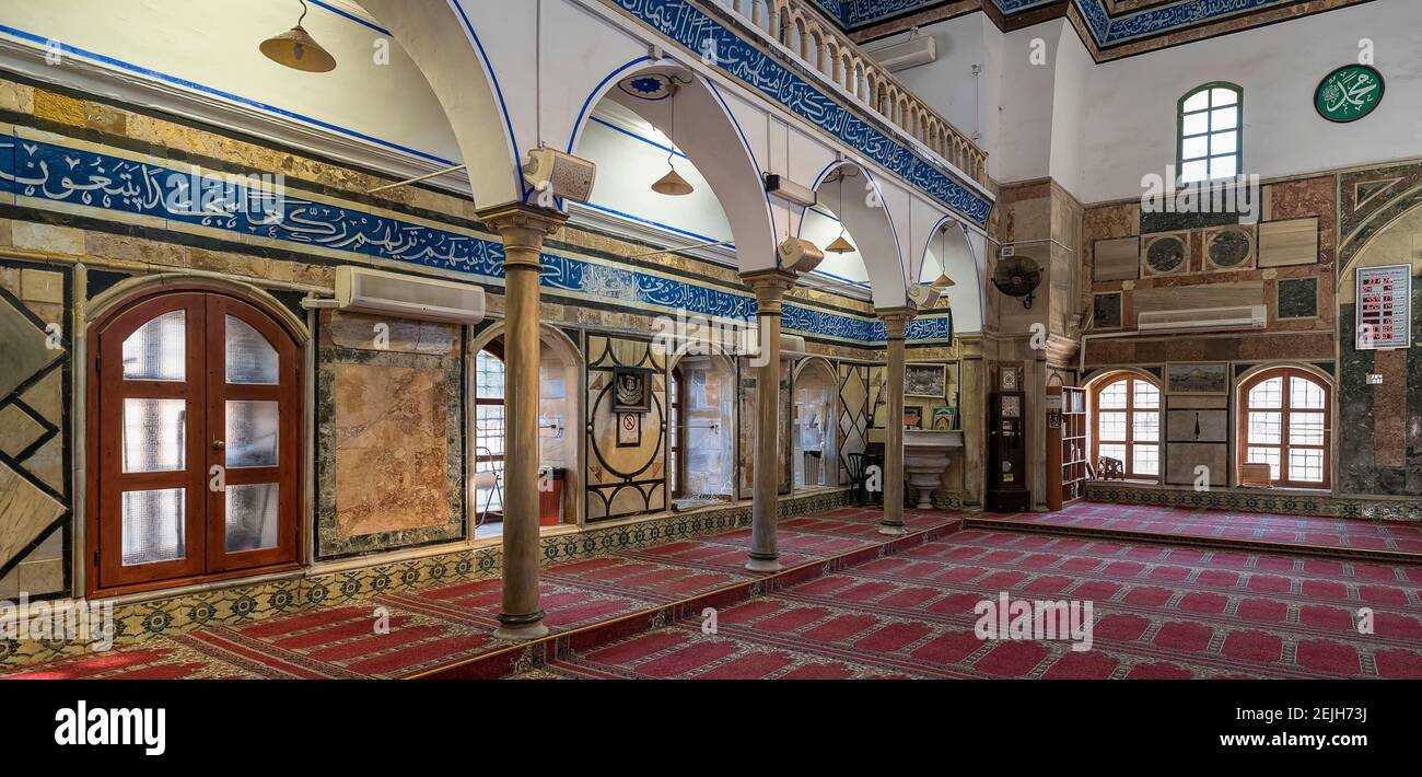 Interiors of a mosque, El-Jazzar Mosque, Acre (Akko), Israel Stock ...