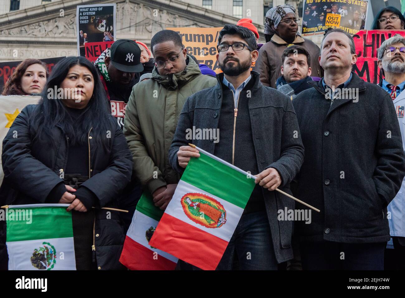 (L-R) Whitney Hu of the Progressive Caucus Alliance, NY State Senator ...