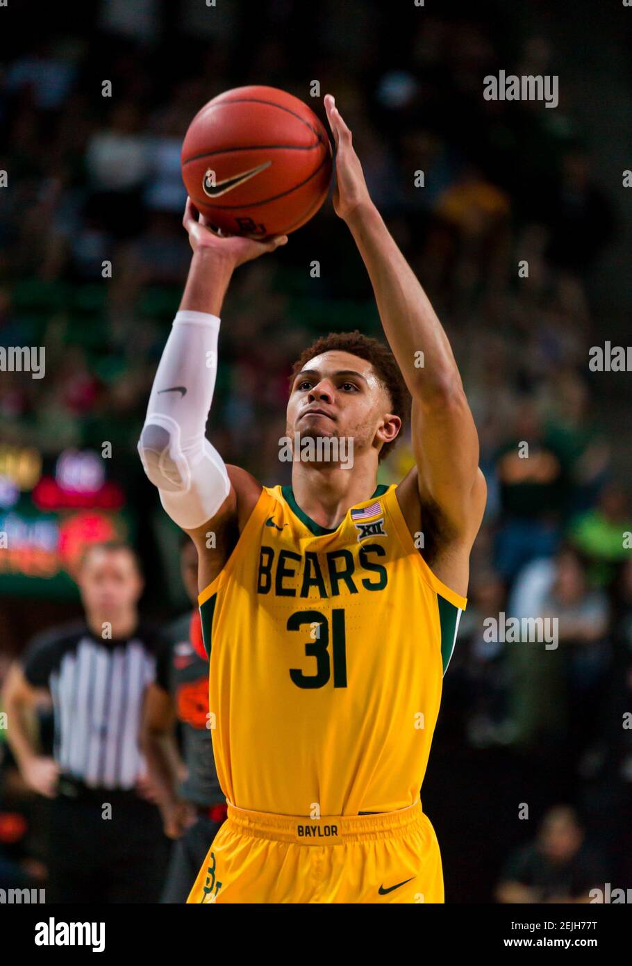 February 8 2020: Baylor Bears guard MaCio Teague (31) shoots a free ...