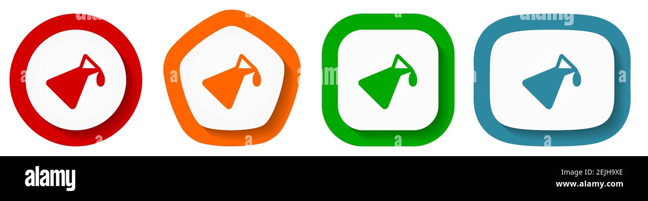 Chemistry vector icon set, flat design buttons on white background ...