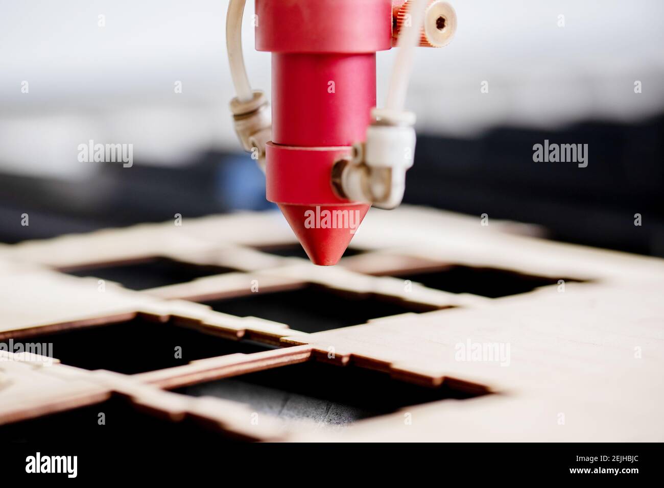 Laser CNC cutting wood. Modern machine industrial technology Stock ...