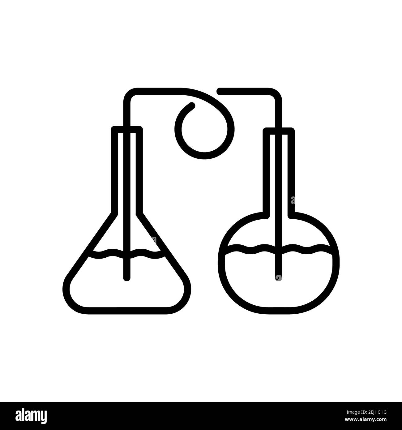 Chemical equipments flat icon set. Pictogram for web. Line stroke ...