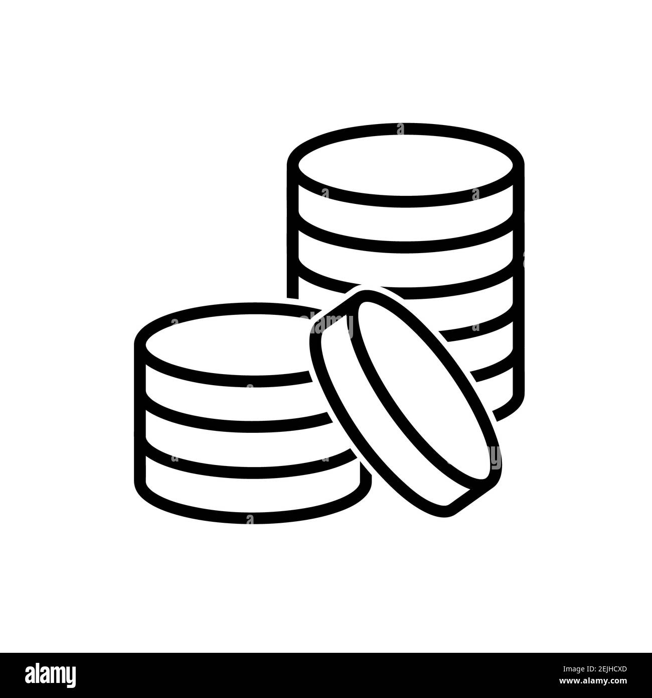 Stack of coins flat icon. Pictogram for web. Line stroke. Isolated on ...