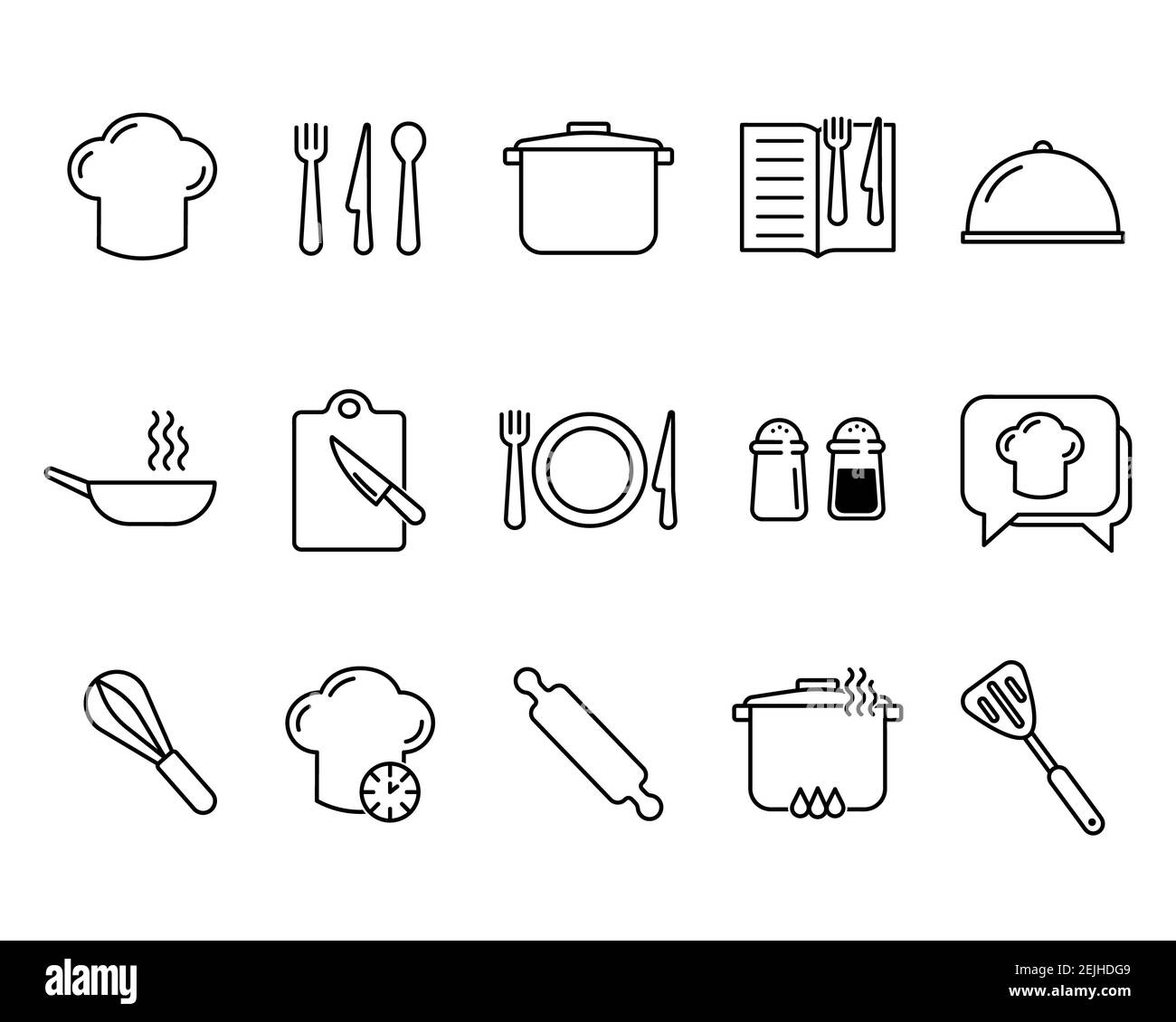 Cooking in the kitchen flat icon. Pictogram for web. Line stroke ...