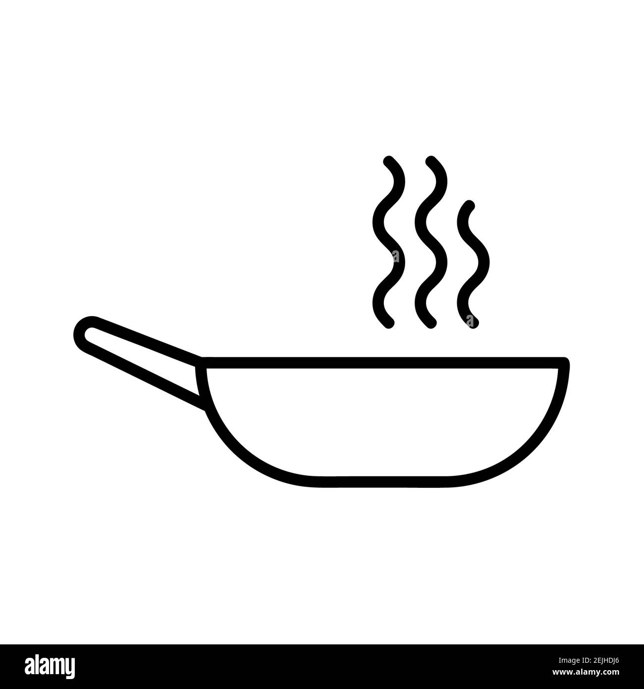 Frying pan flat icon. Pictogram for web. Line stroke. Isolated on white ...