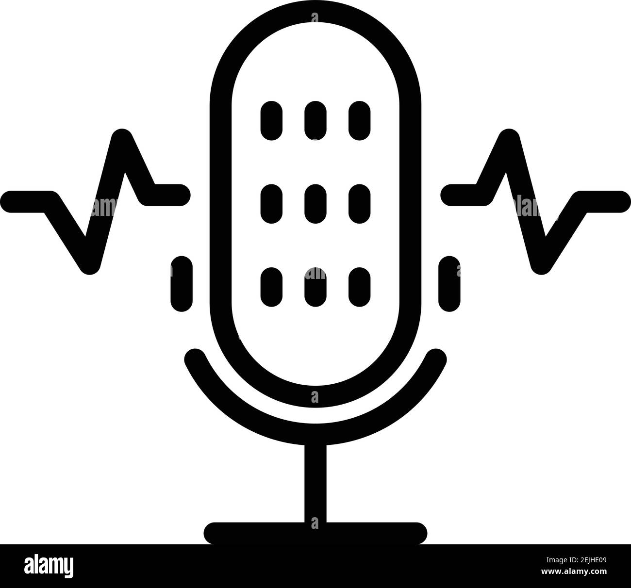 Recording microphone icon. Outline recording microphone vector icon for ...