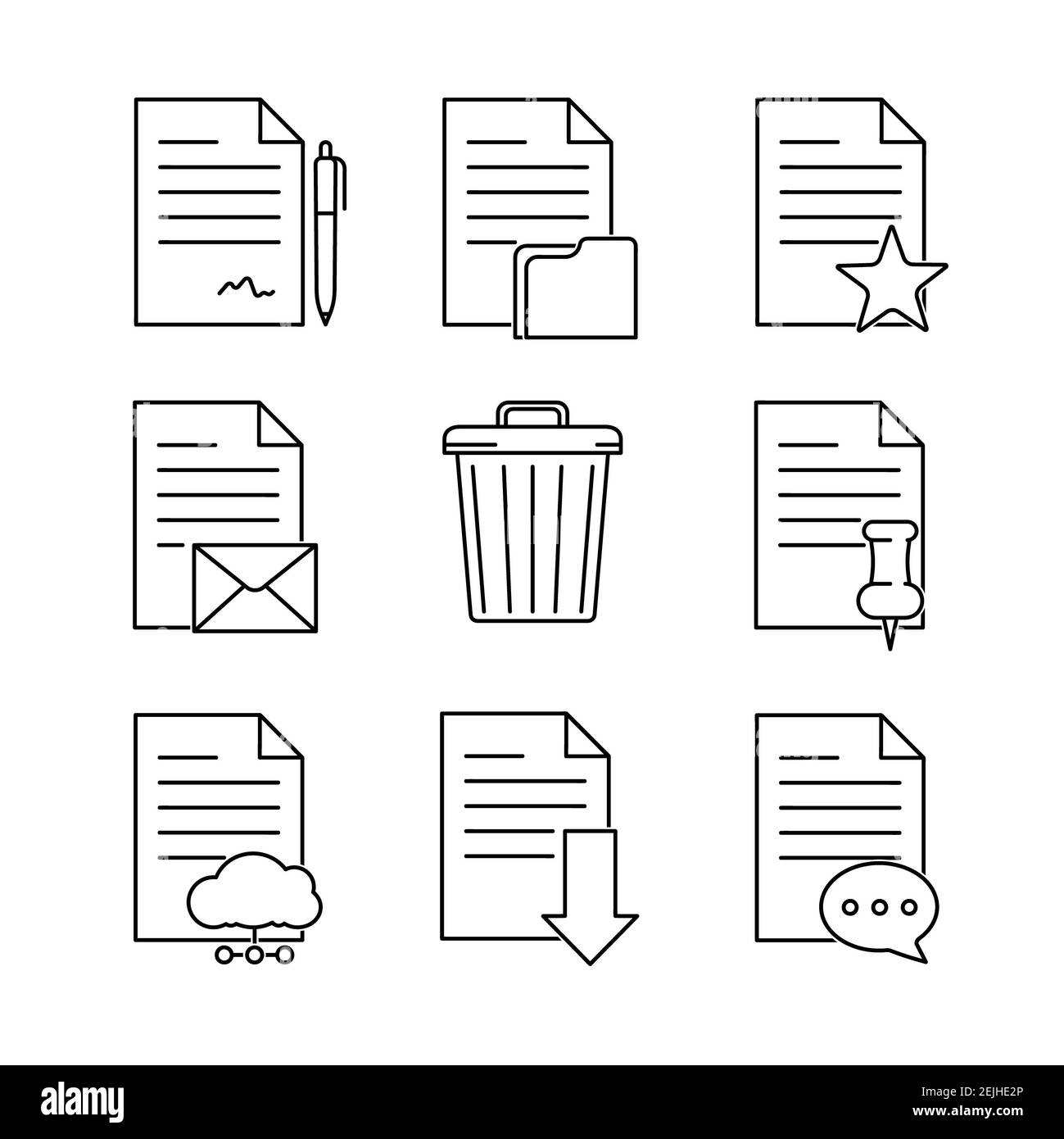 Icon set of documents symbols. Pictogram for web. Line stroke. Isolated ...