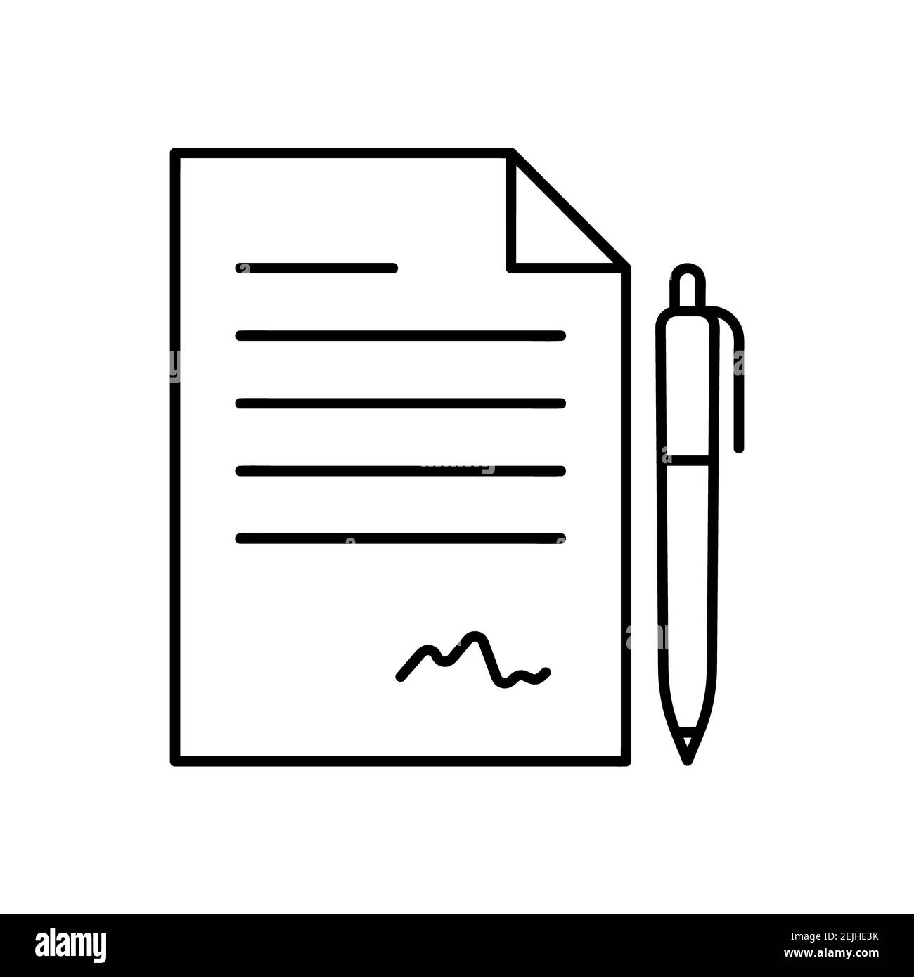 Document flat icon pen and signature symbol. Pictogram for web. Line ...