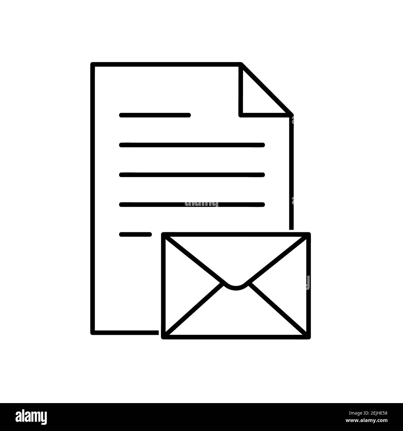 Document flat icon with mail inbox symbol. Pictogram for web. Line ...