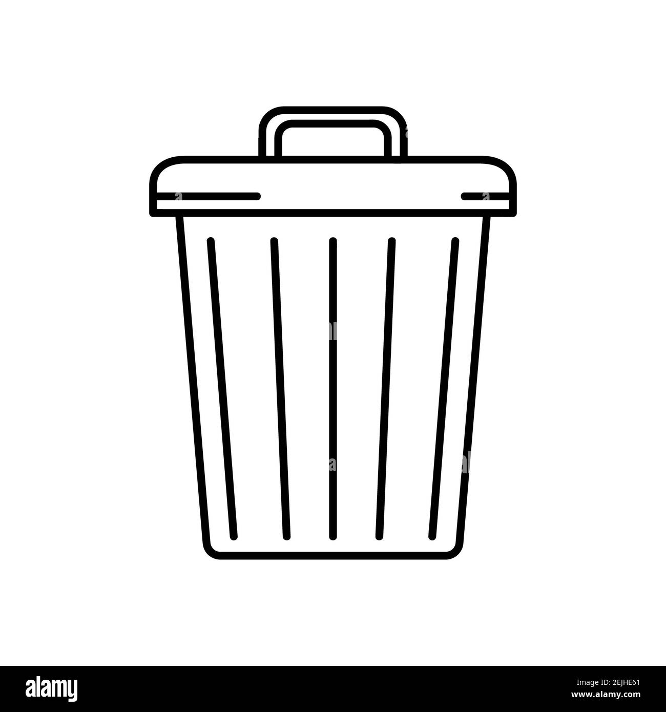 Trash bin flat icon. Pictogram for web. Line stroke. Isolated on white ...