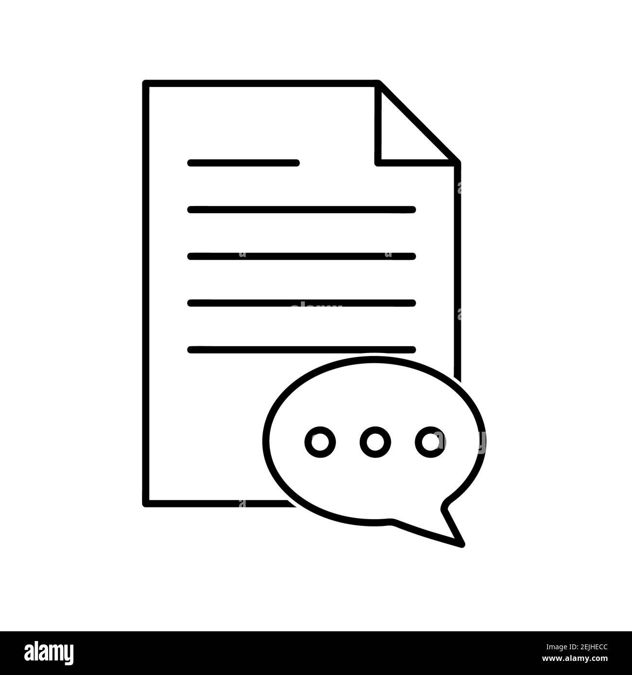 Document with comment sign flat icon. Pictogram for web. Line stroke ...