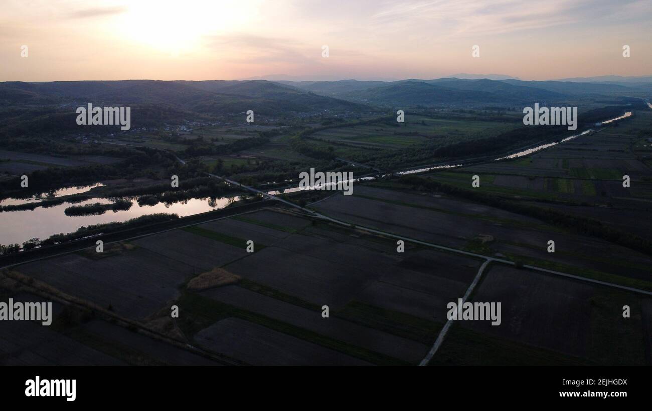 Aerial view of a river in a rural area Stock Photo - Alamy